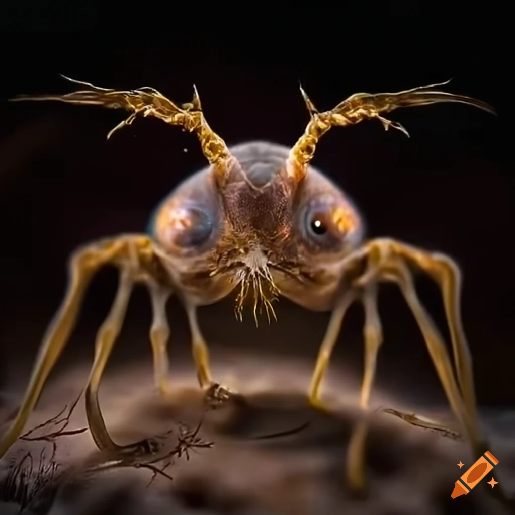 Unique hybrid creature with a floating eyeball and copepod legs on Craiyon