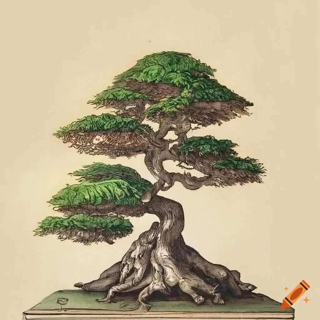 Bonsai trees as sentient beings in Albrecht Durer's engraving on Craiyon