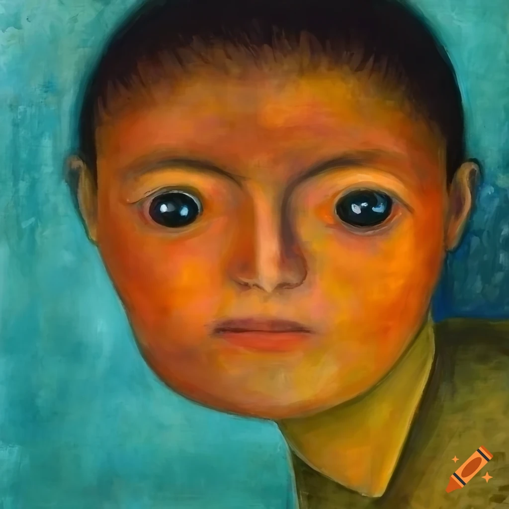 Abstract portrait of a caucasian child in a diego rivera style with ...