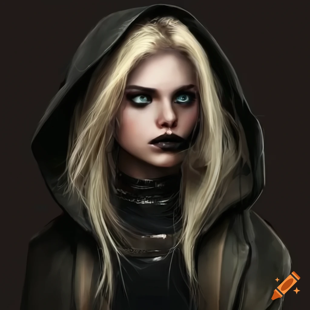 Intriguing female character with black cape in a post-apocalyptic ...