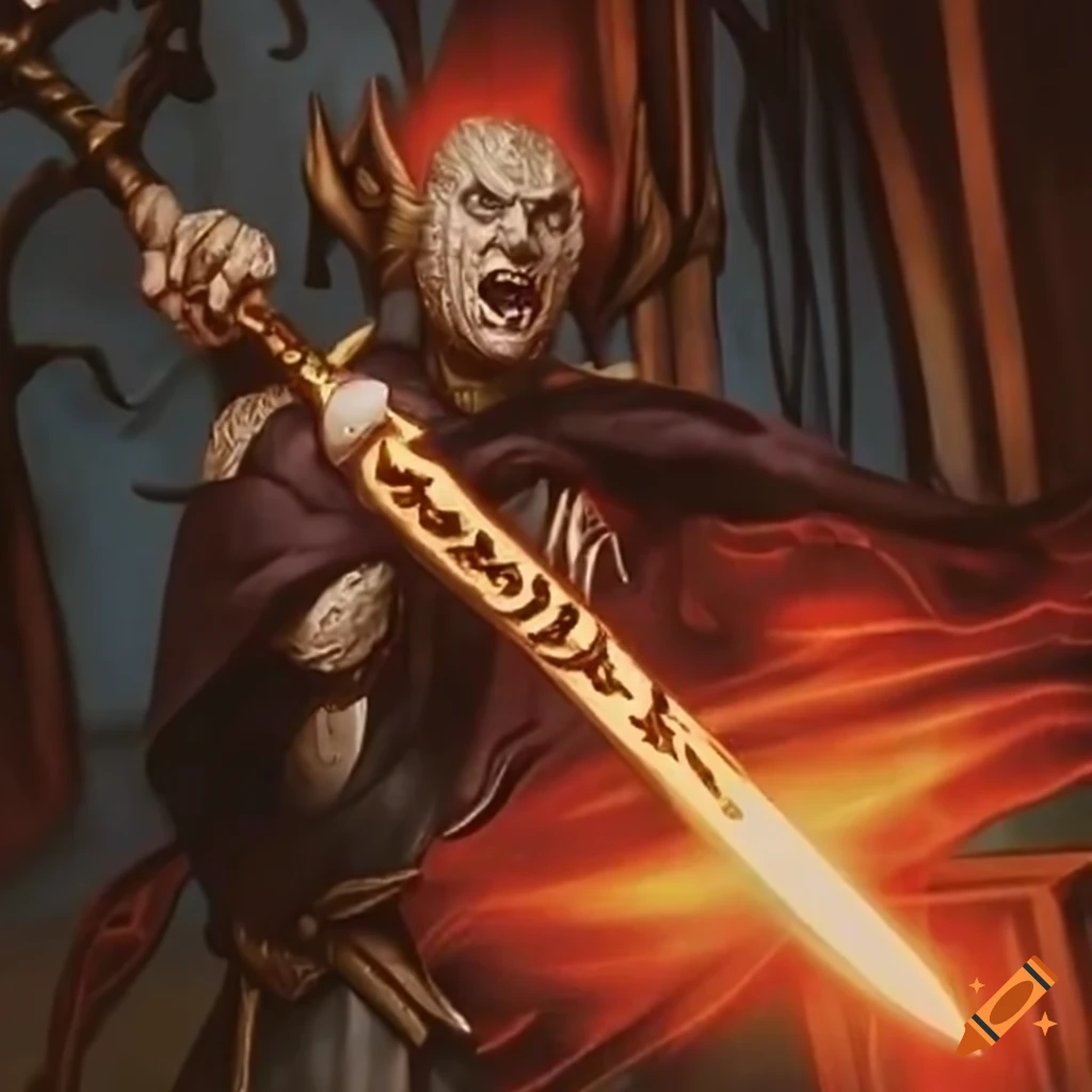 Silver fire shadow vampiric sword from Magic the Gathering on Craiyon