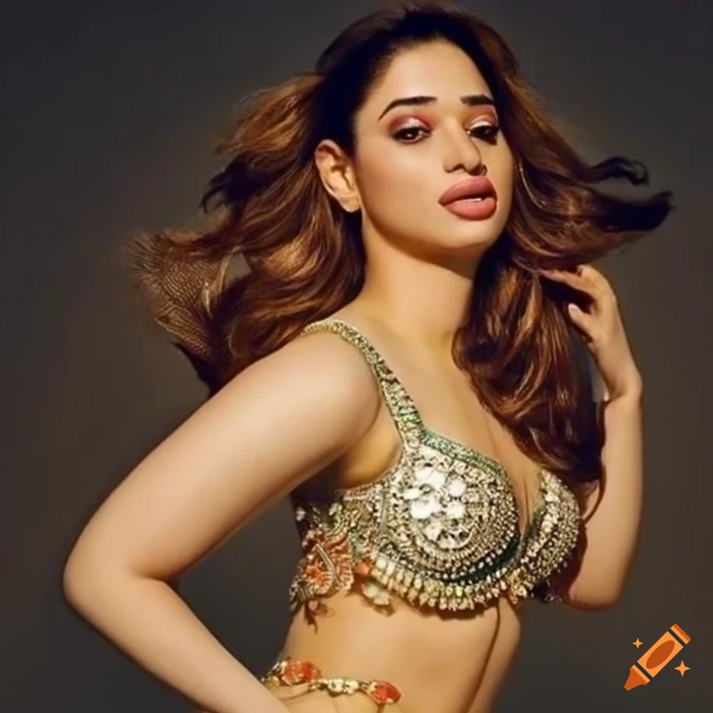 Tamanna bhatia in an elegant belly dancing costume on Craiyon