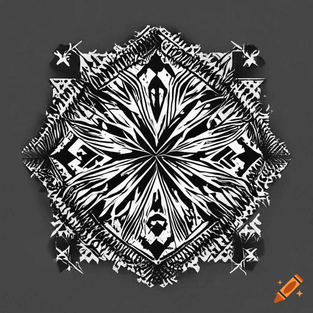 Polygon postal stamp with Filipino tribal wind and air motifs in black ...