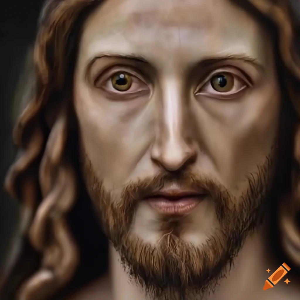 Realistic 4K photo of Jesus from the Turin Shroud illustration on Craiyon