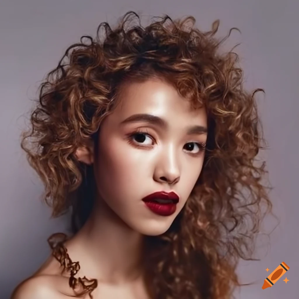 Glamorous fashion shot of a young woman with soft features on Craiyon