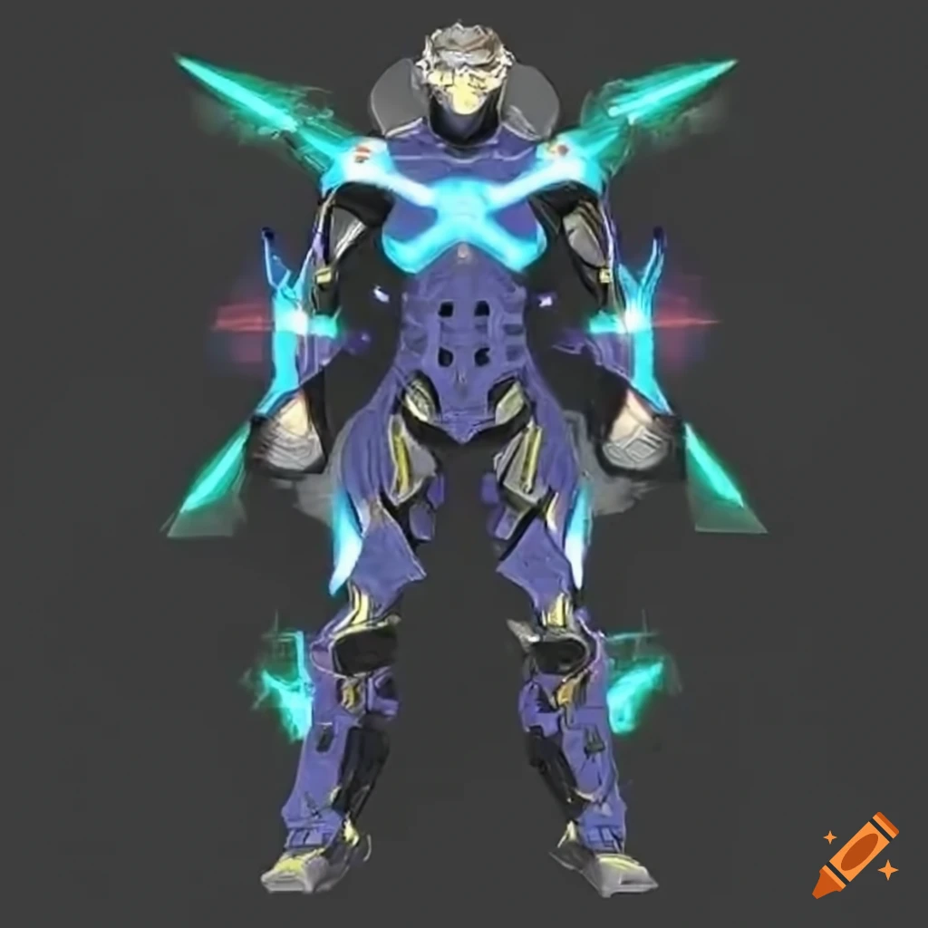 Male characters Slash in high tech suit with holographic weapons, Blaze ...