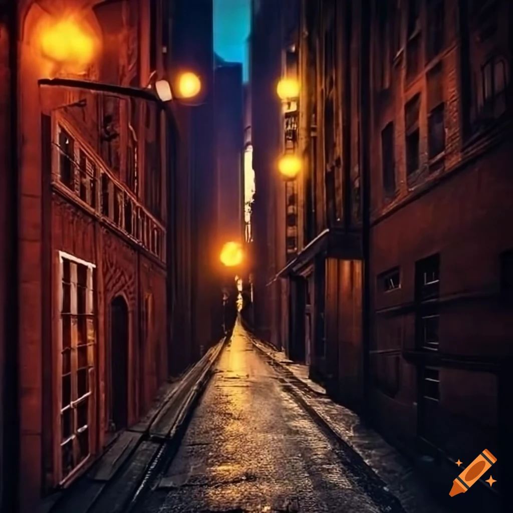 New York City back alley scene at night in the 1920s on Craiyon