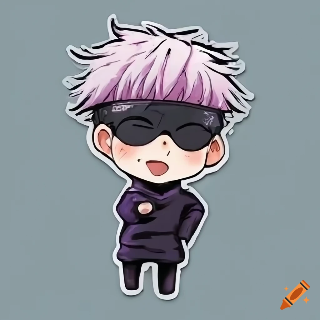 Chibi version of Satoru Gojo standing in full body on Craiyon