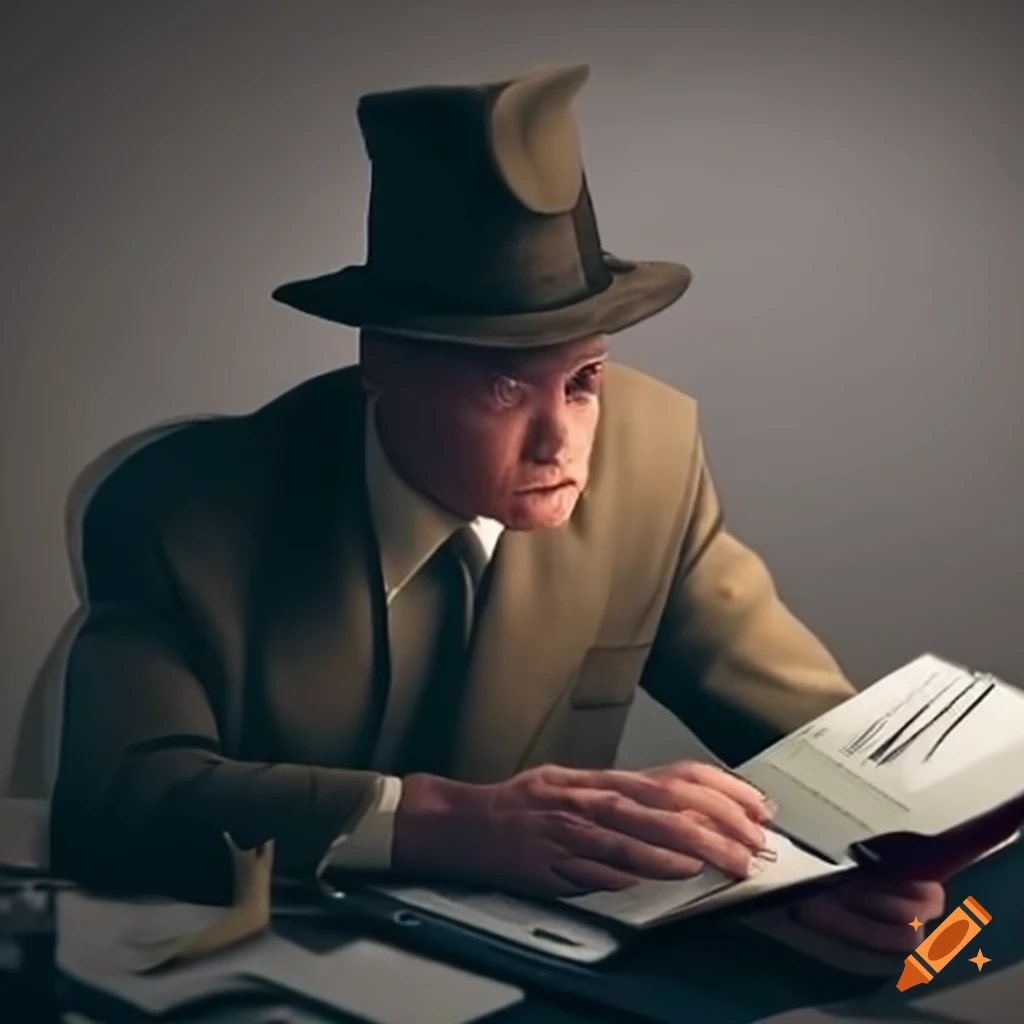 Detective Smith focused on an unsolved case file on Craiyon