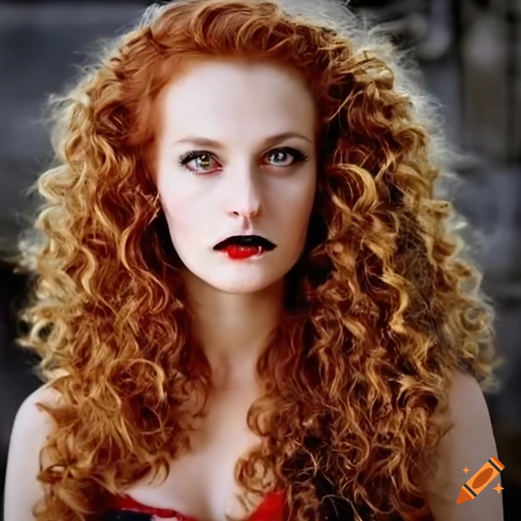 Gorgeous Woman Turned Into A Vampire With Long Curly Reddish Blonde