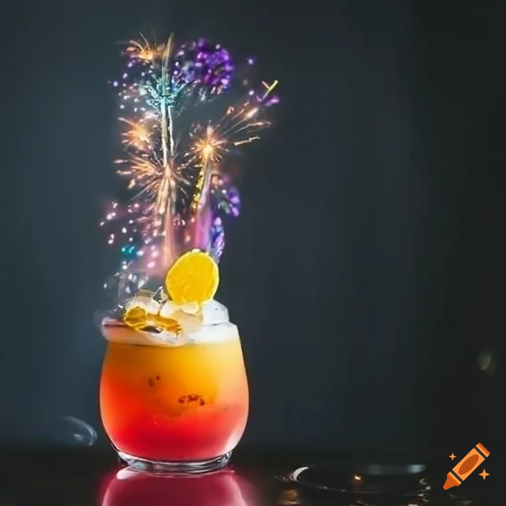 Colorful rainbow brain juice cocktail with fresh fruits and edible ...