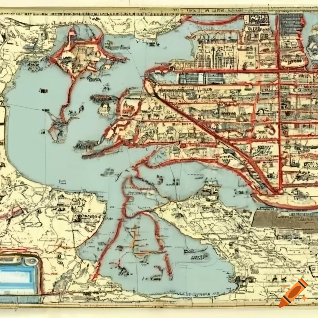 Satellite map of London attractions in a post-apocalyptic setting on ...