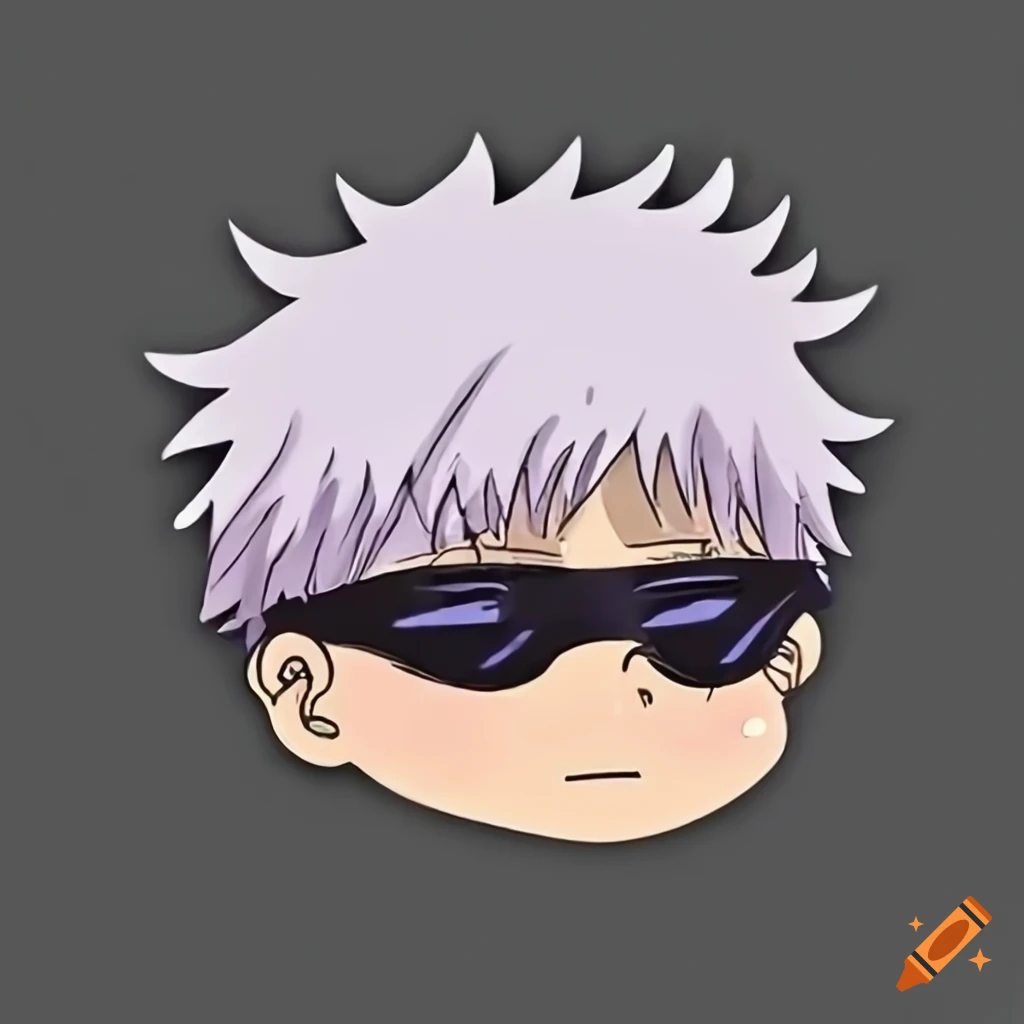 Satoru Gojo Chibi Head Sticker on Craiyon