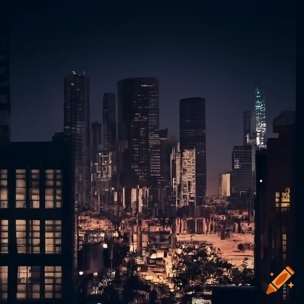 Gritty realistic urban landscape of los angeles with iconic buildings ...