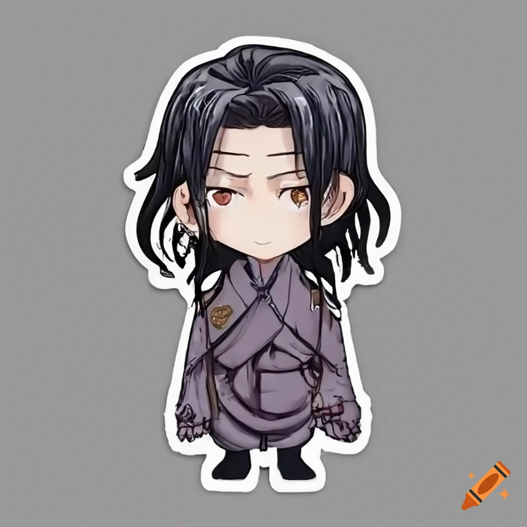 Chibi version of suguru geto standing in front view on Craiyon