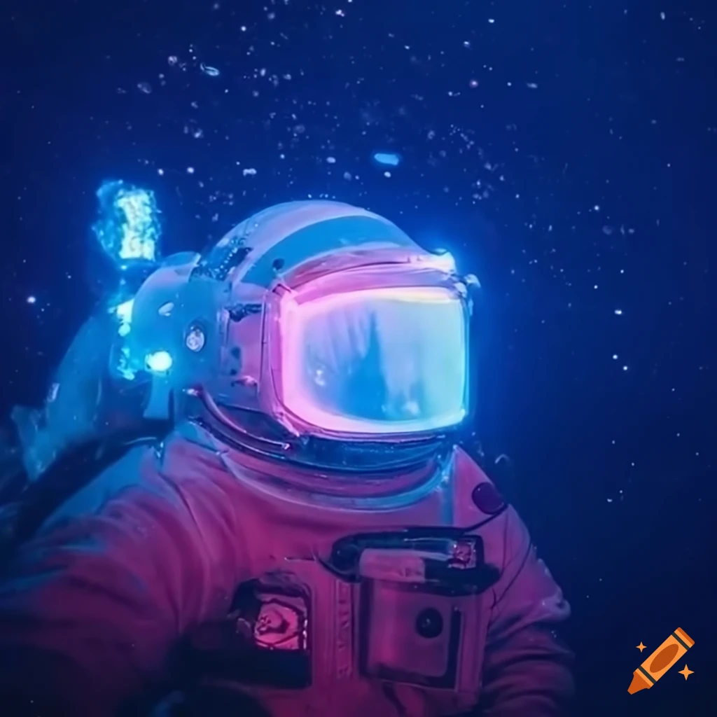 Astronaut swimming in a colorful galactic sea on Craiyon
