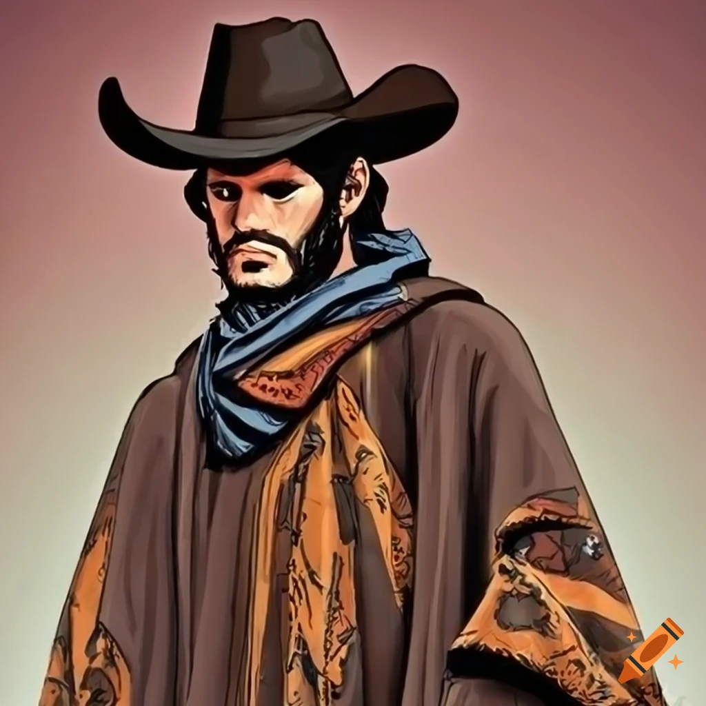 Outlaw cowboy wanderer with a poncho on Craiyon