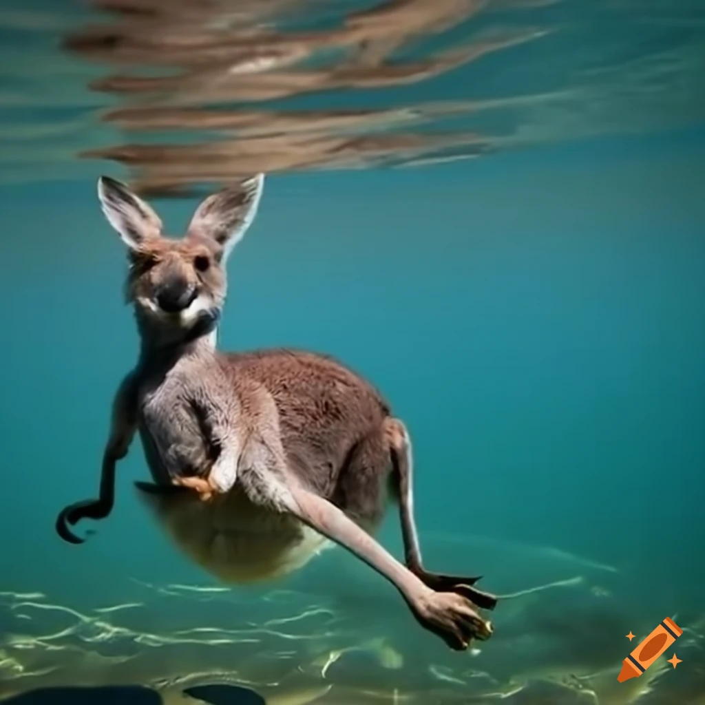 Kangaroo in distress in water on Craiyon