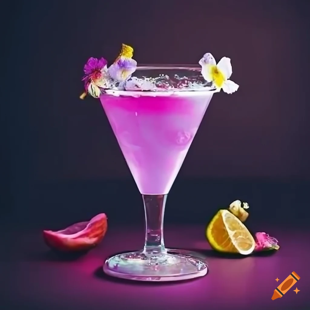 Colorful brain-boosting cocktail with fresh fruits and edible flowers ...