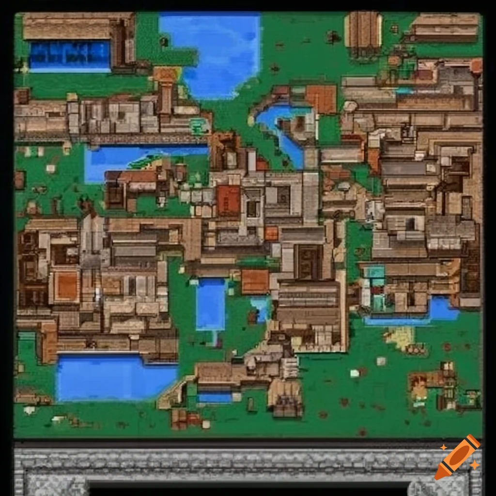 Town tile map in the style of nes 8-bit games like final fantasy 1 on ...