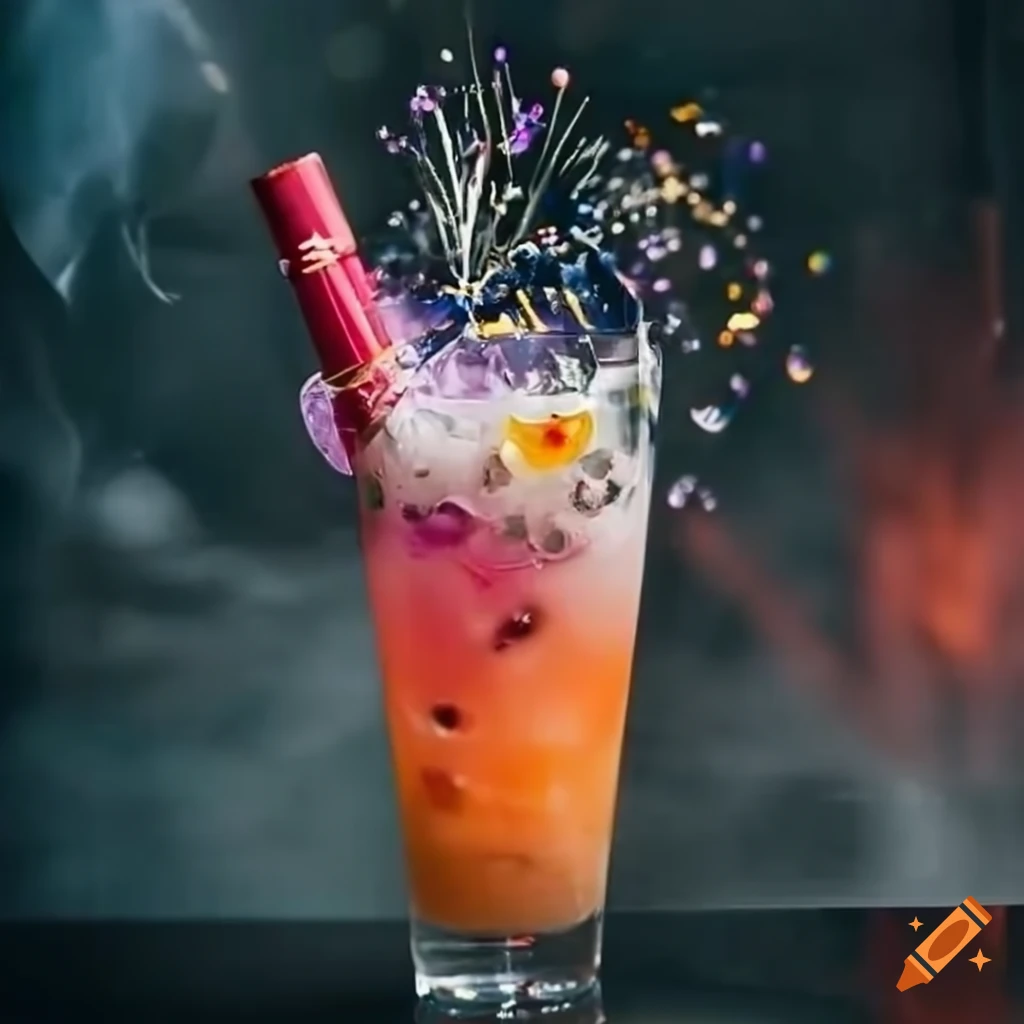 Inventive mixologist crafting a brain-boosting bubbly cocktail with ...