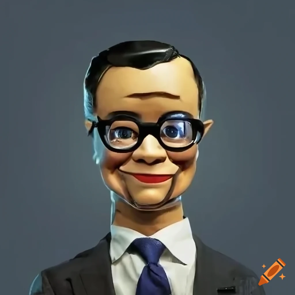 Rep. Mike Johnson depicted as a ventriloquist dummy with a thumbs up ...