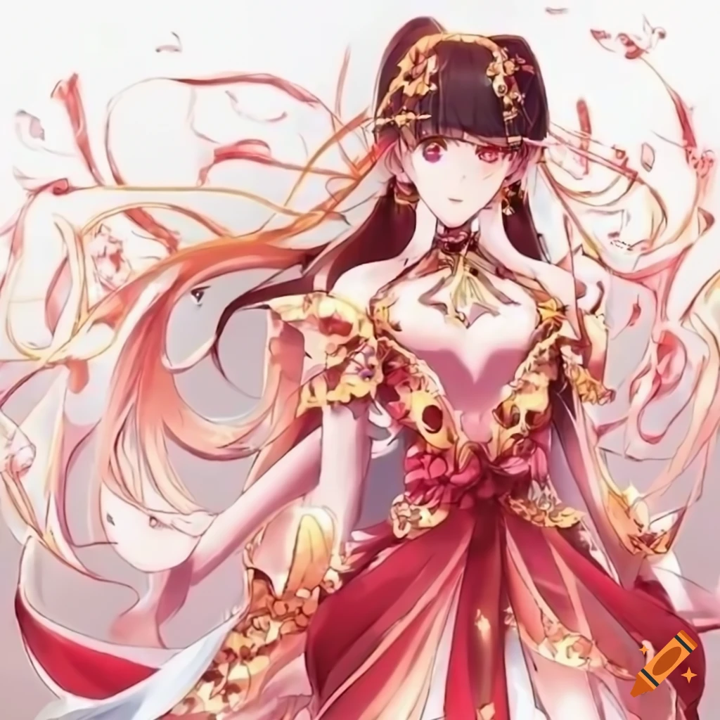 Anime character striking a regal pose with crystal hair and flowing ...