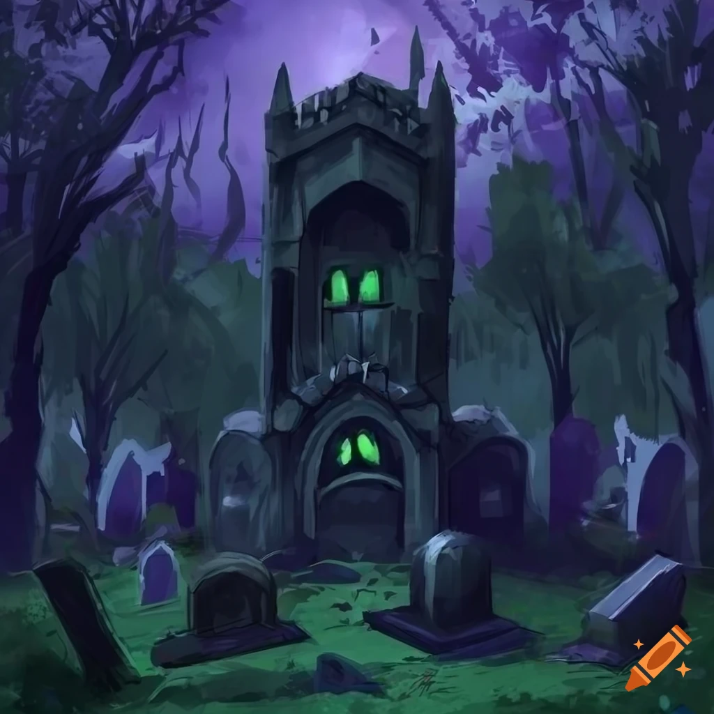 Zombies rising in a graveyard in a fantasy art style on Craiyon