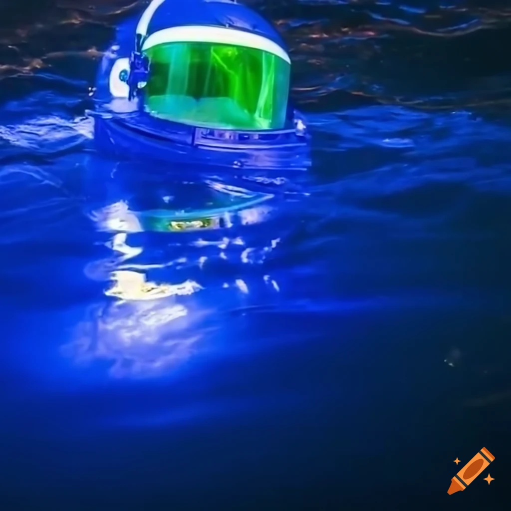 Submerged astronaut swimming in colorful galactic sea on Craiyon