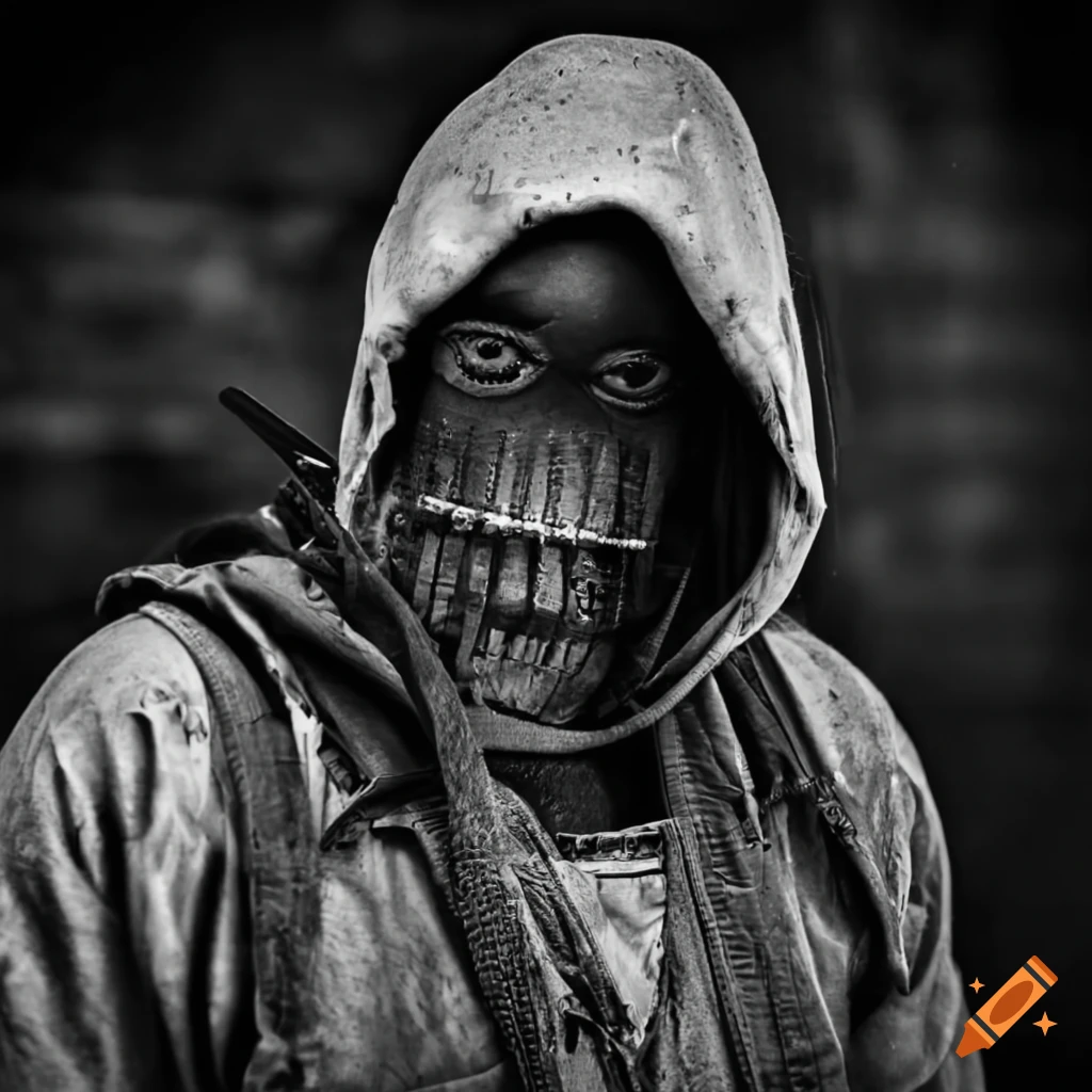 Survivor welder in the zombie apocalypse in unique clothing with hood ...