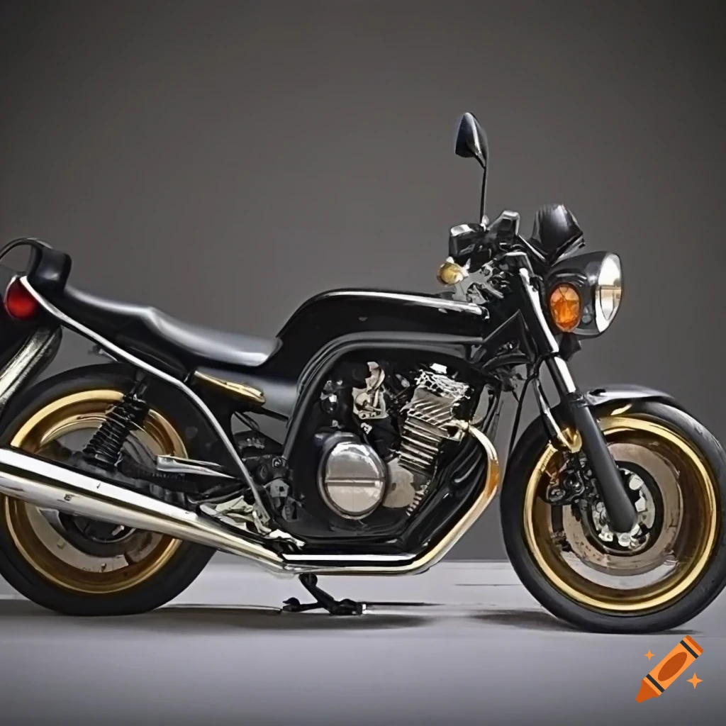 Retro Honda CB500 motorcycle with matte black paint and golden rims on ...