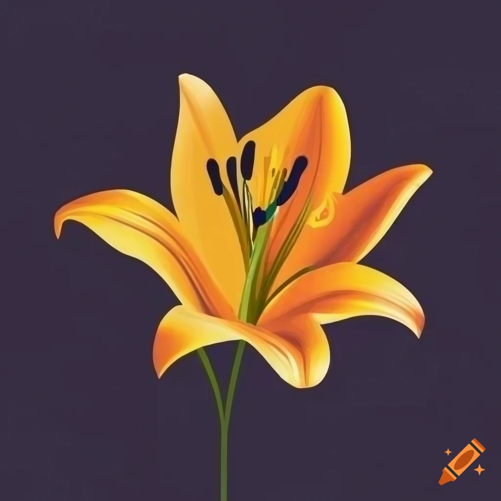 Yellow lily flower in 2d vector style on Craiyon