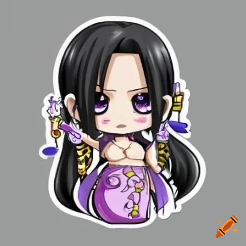 Chibi style full body front standing sticker of Boa Hancock on Craiyon