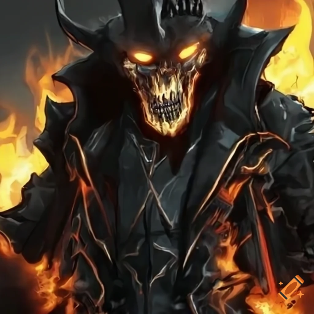 Ghost rider/savitar in one-dimensional art style on Craiyon