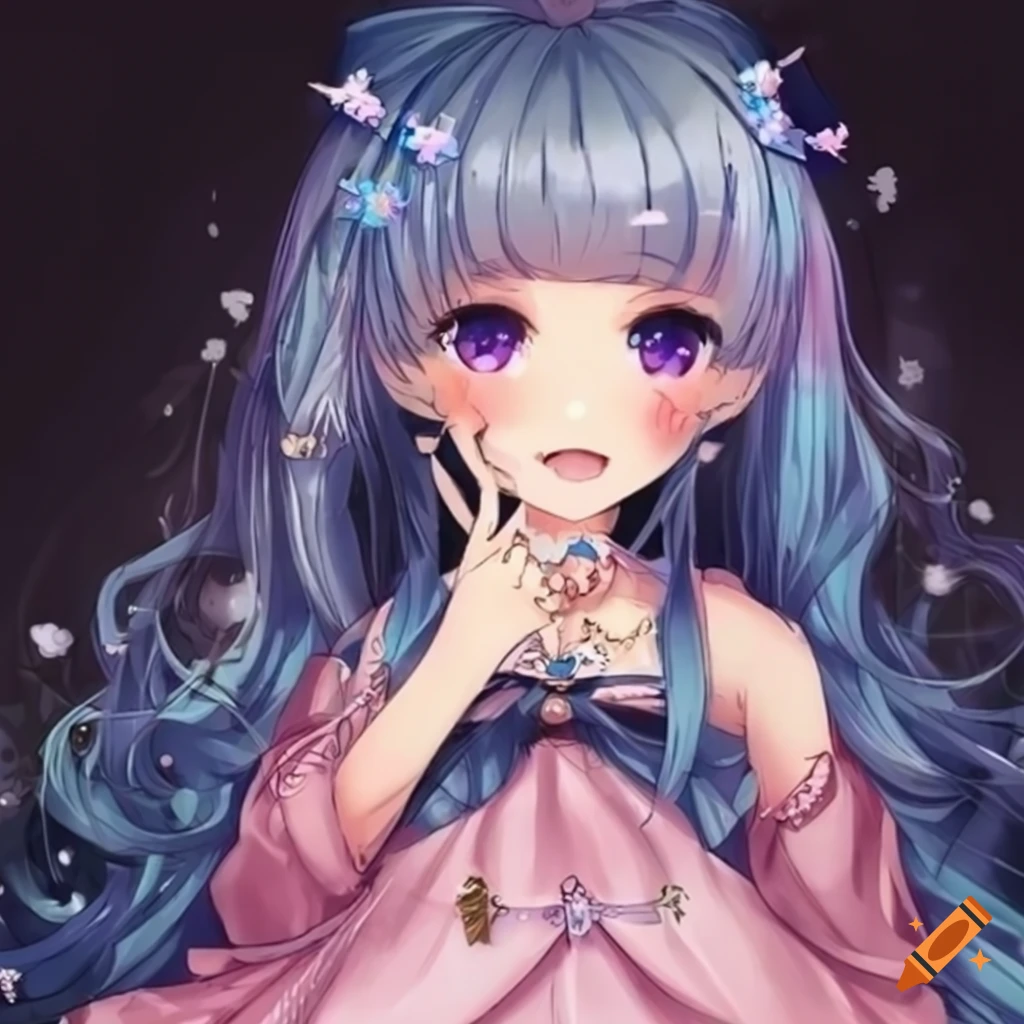 Anime-style cute European princess with big doll-like eyes on Craiyon