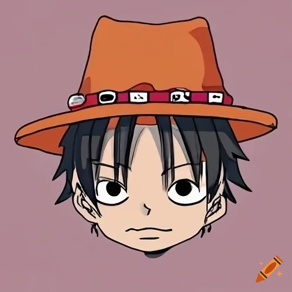 Chibi Portgas D. Ace with an orange hat emoji on Craiyon