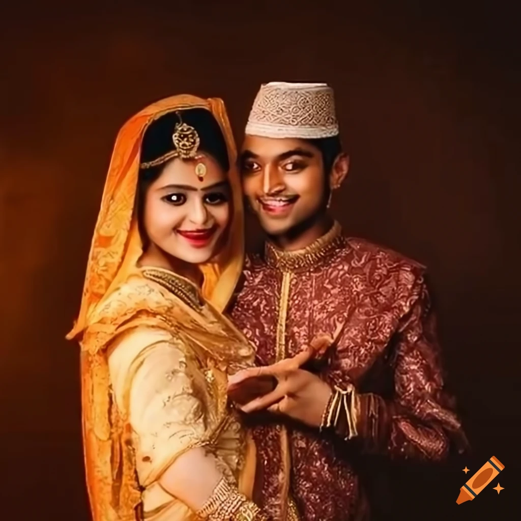 Romantic hindu girl and muslim boy couple photo on Craiyon
