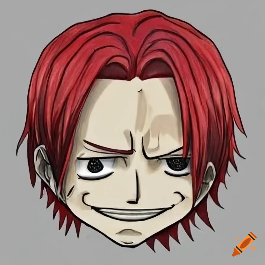 Chibi head emoji with red hair inspired by One Piece character Shanks ...