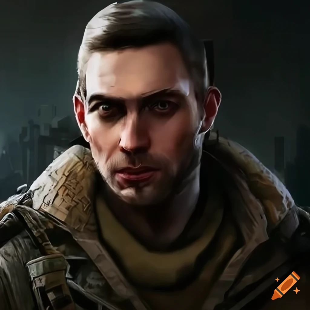 Detailed portrait of a handsome man with a tactical look inspired by ...