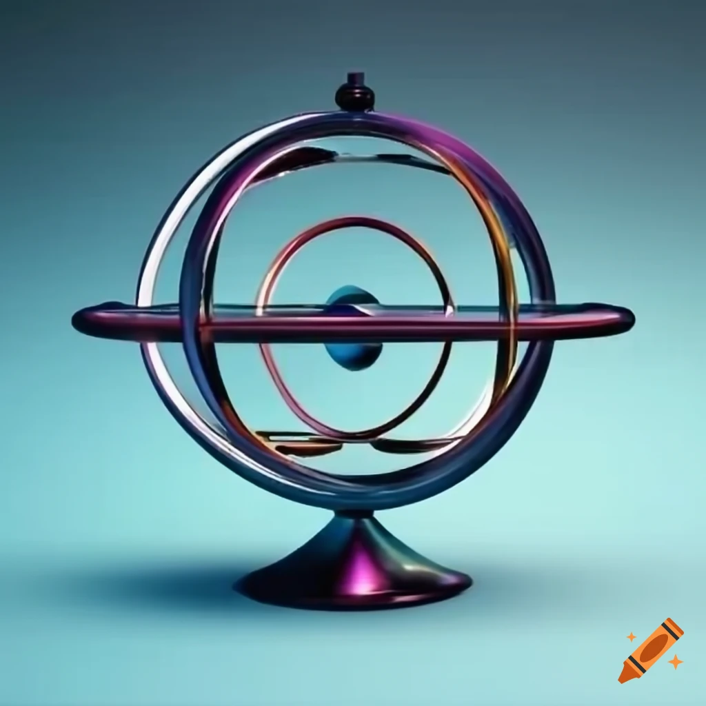 Detailed view of a modern gyroscope on Craiyon