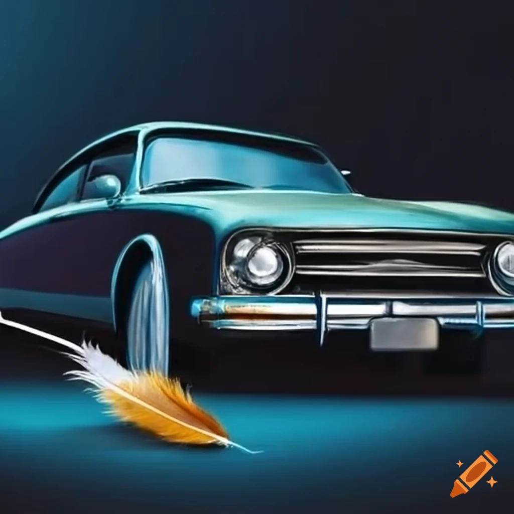 Car with feather on Craiyon