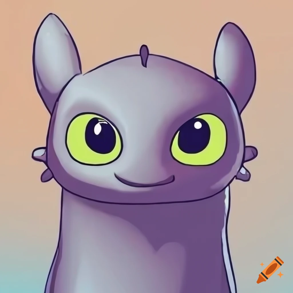 Minimalistic friendly face outline of Toothless dragon on Craiyon