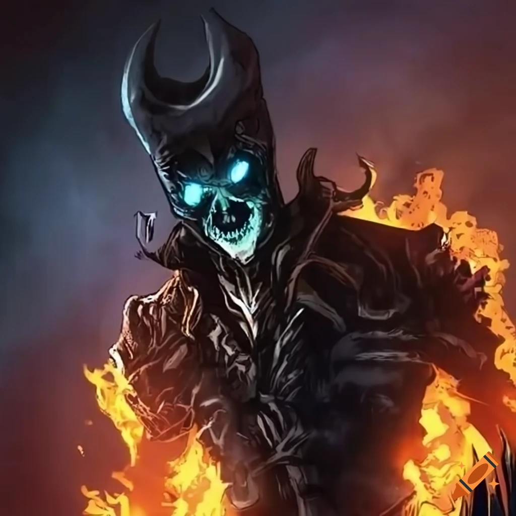 Ghost rider/savitar in one-dimensional art style on Craiyon