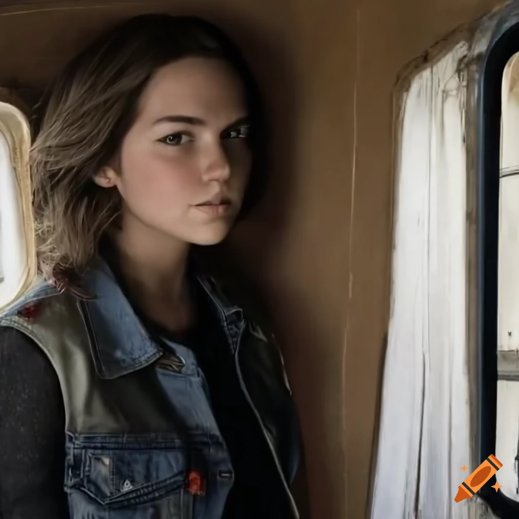 Actress Addison Timlin look-alike in outlaw biker style outfit on Craiyon