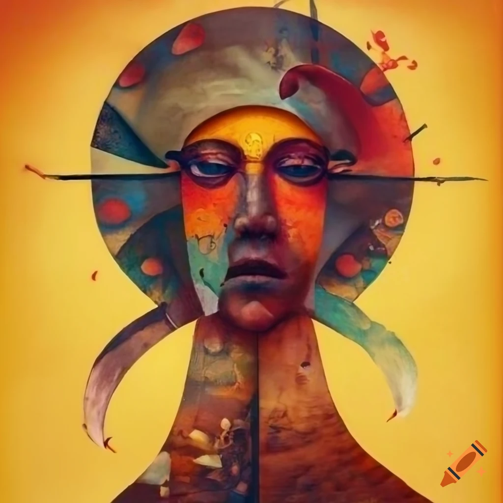 Abstract collage inspired by the sun in a medieval style on Craiyon