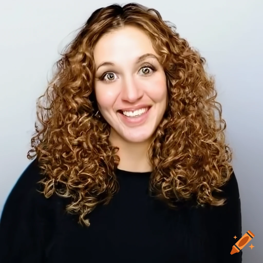 37-year-old woman of american scottish ancestry with curly hair and a wide smile on Craiyon