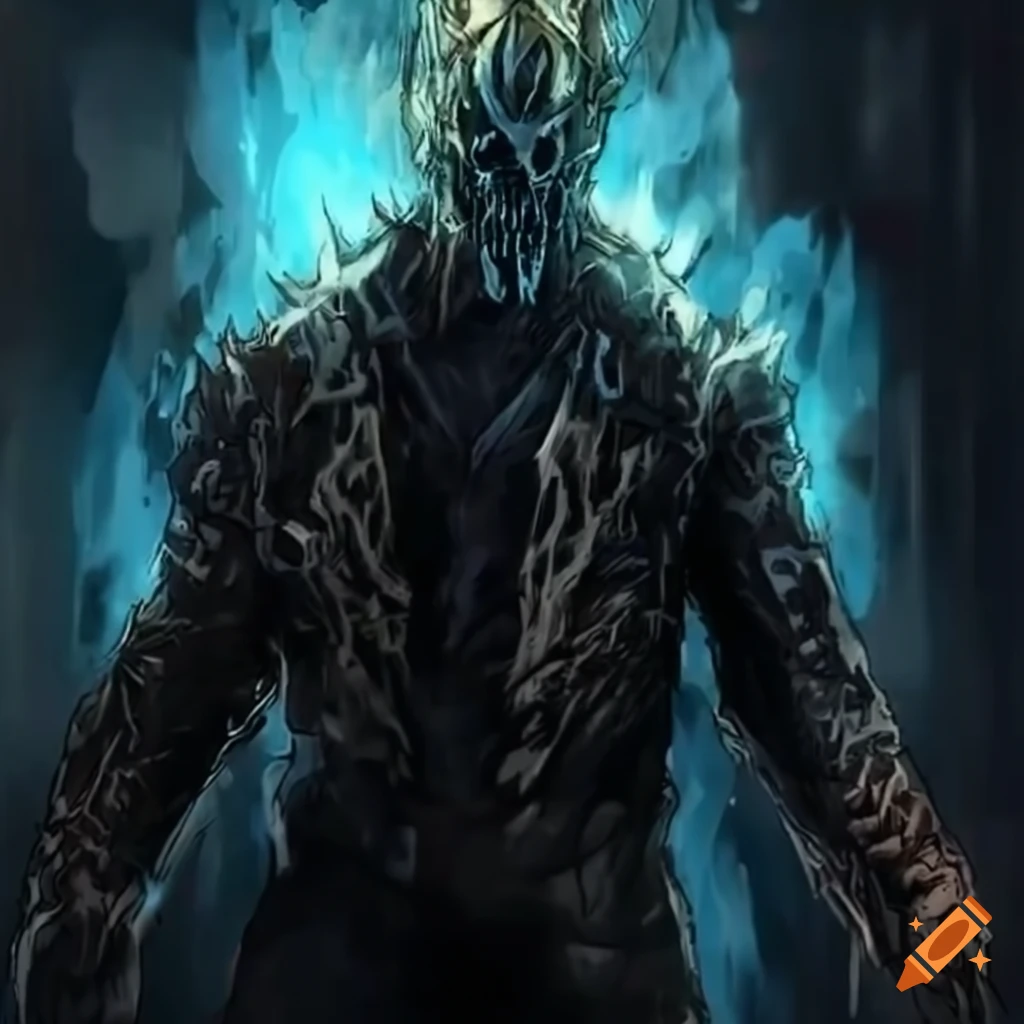 Ghost rider/savitar in one-dimensional art style on Craiyon