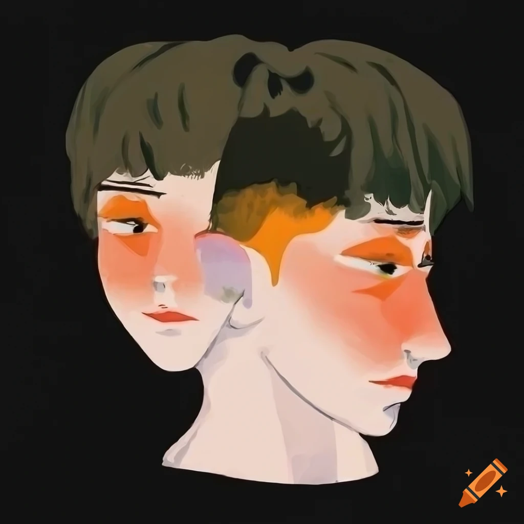 Minimalistic portrait of twin boys in abstract oil paint style on Craiyon