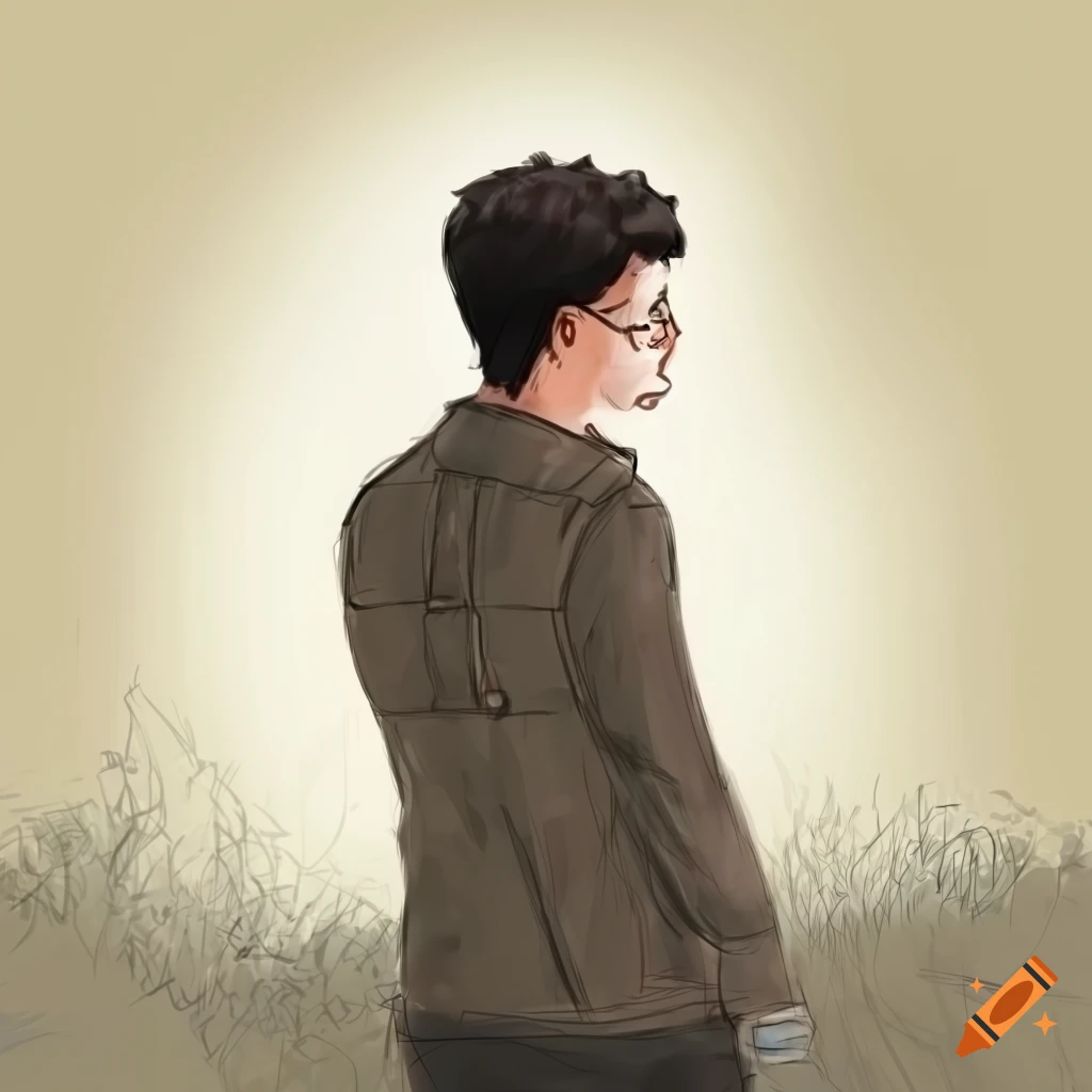 Middle-aged caucasian man walking with a tired gaze towards the horizon ...