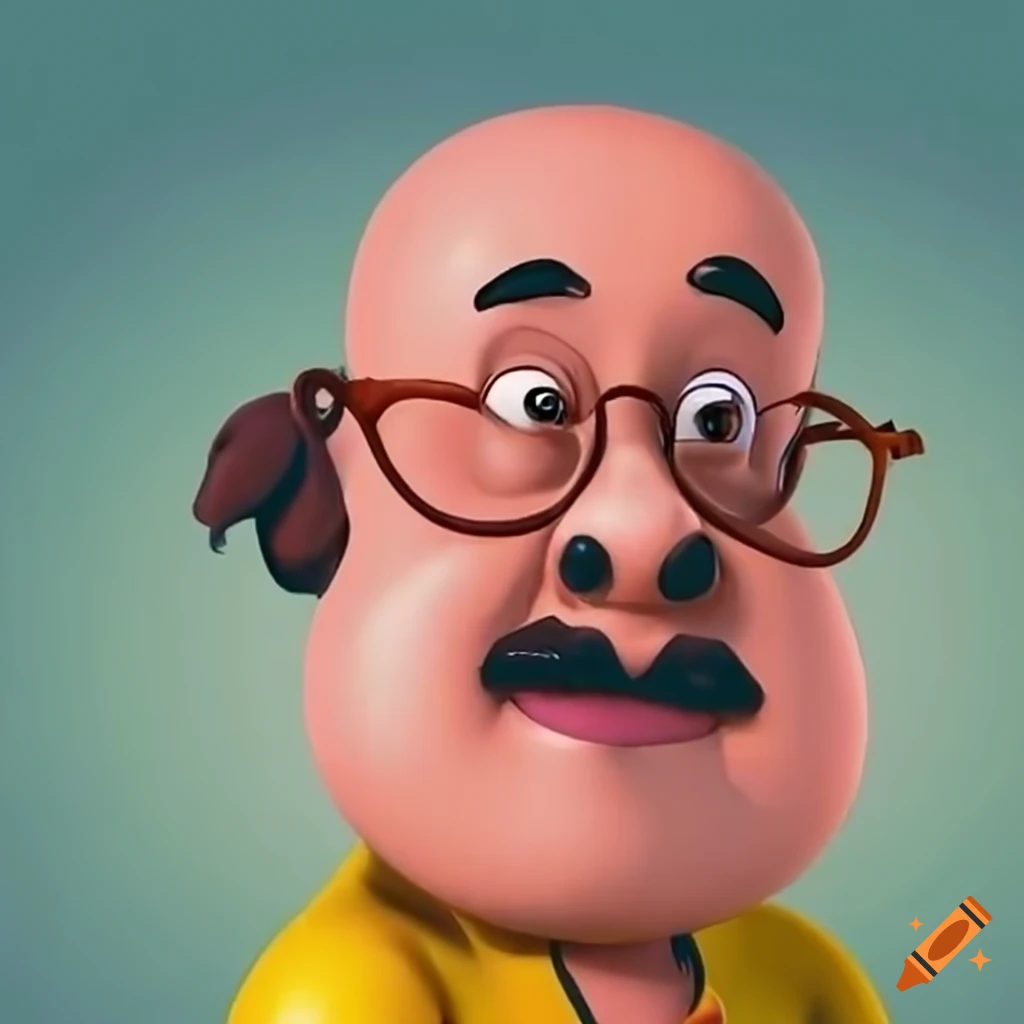 Indian cartoon characters Motu Patlu having a conversation on Craiyon